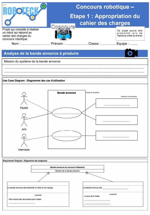 Séquence 23 - ÉTAPE 1 défi robotique : Appropriation du Cahier des Charges - 3e - COLLEGE BEAULIEU